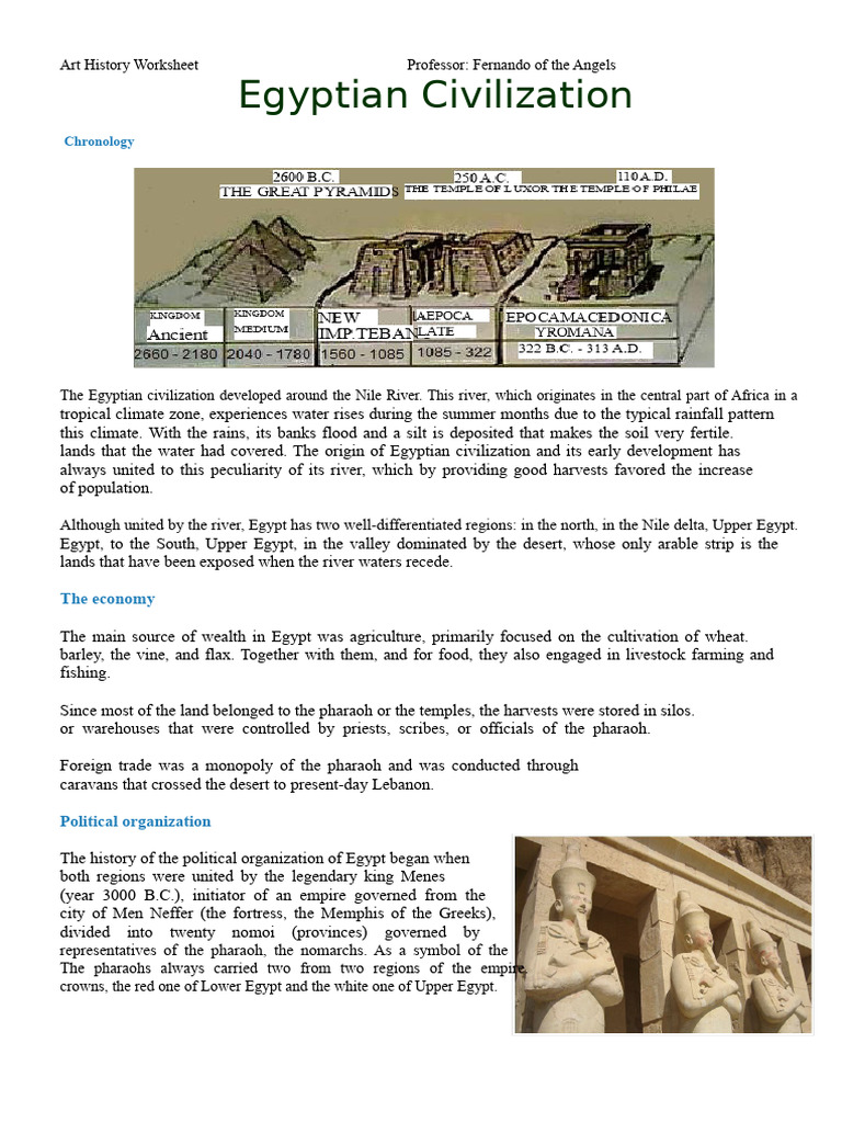 Summary of Egyptian Civilization | PDF | Ancient Egypt | River