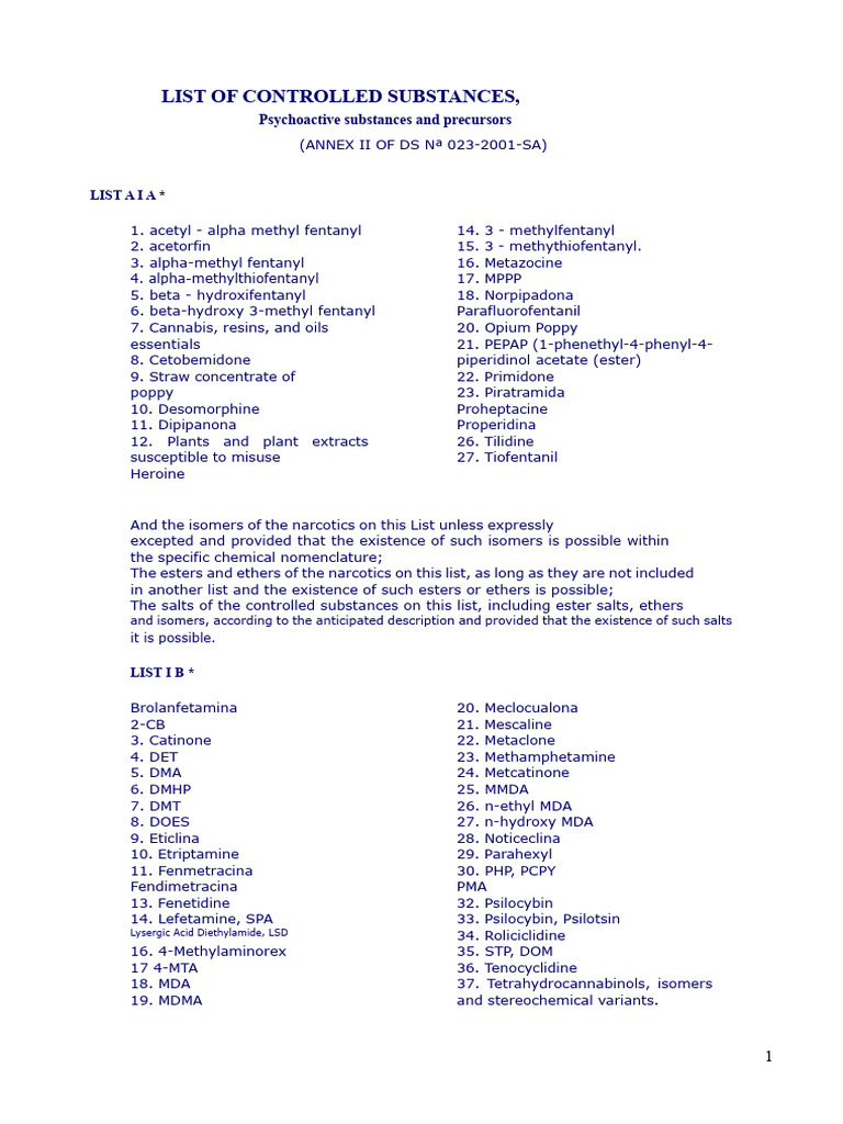 List of Controlled Substances | PDF | Narcotic | Controlled Substances Act