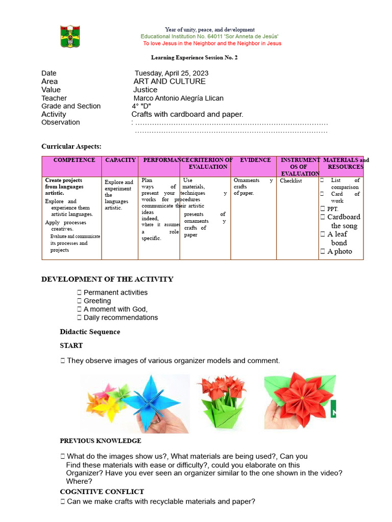 ART SESSION Crafts With Paper | PDF | Cognition | Learning
