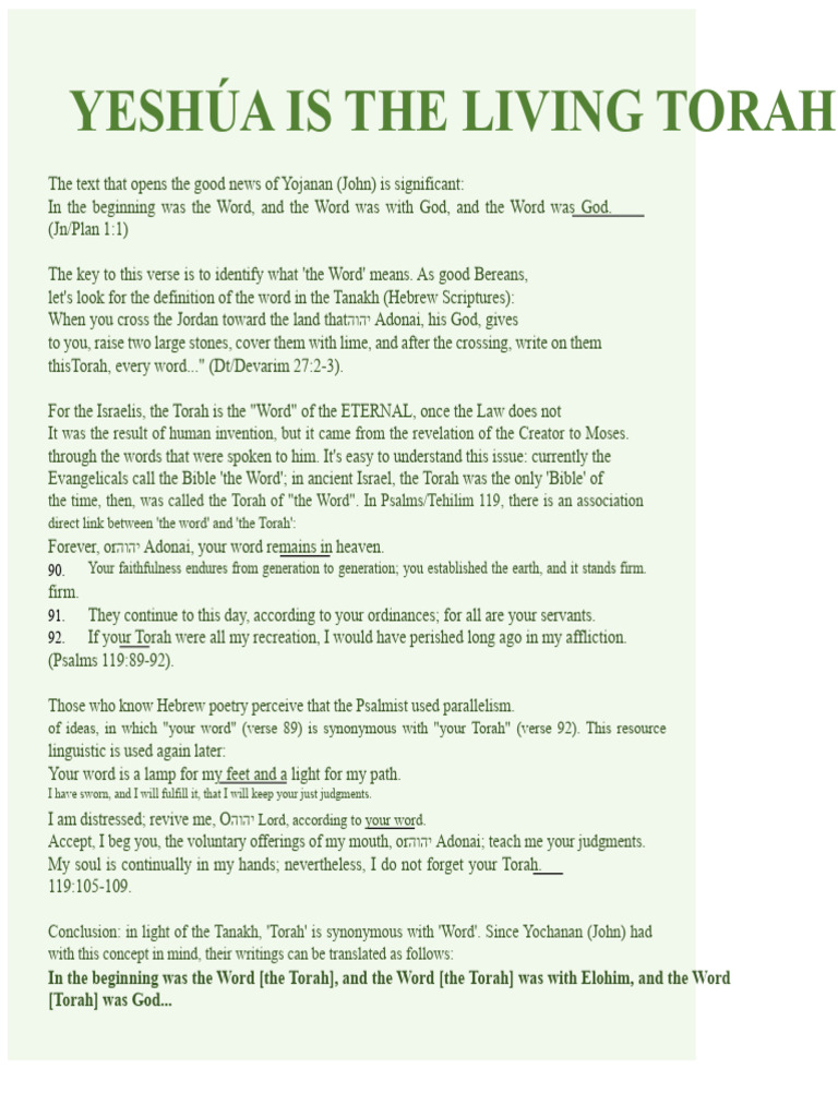 Yeshua Is The Living Torah PDF | PDF | Jesus | Torah