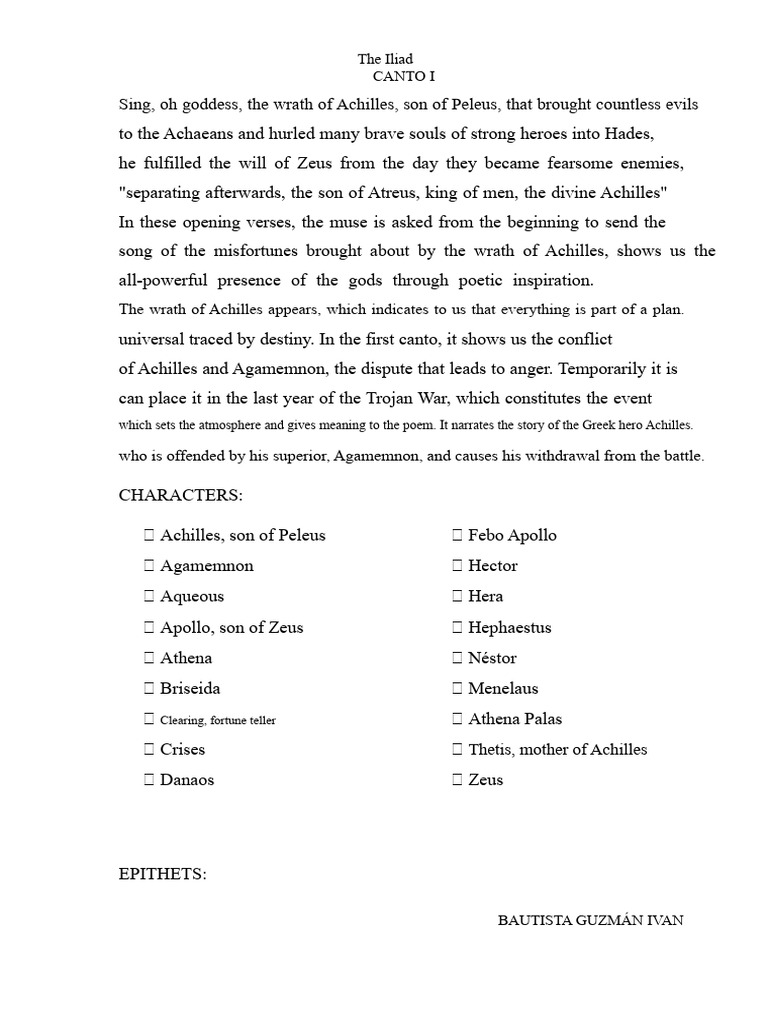 Epithets of Achilles and Agamemnon | PDF | Achilles | Iliad