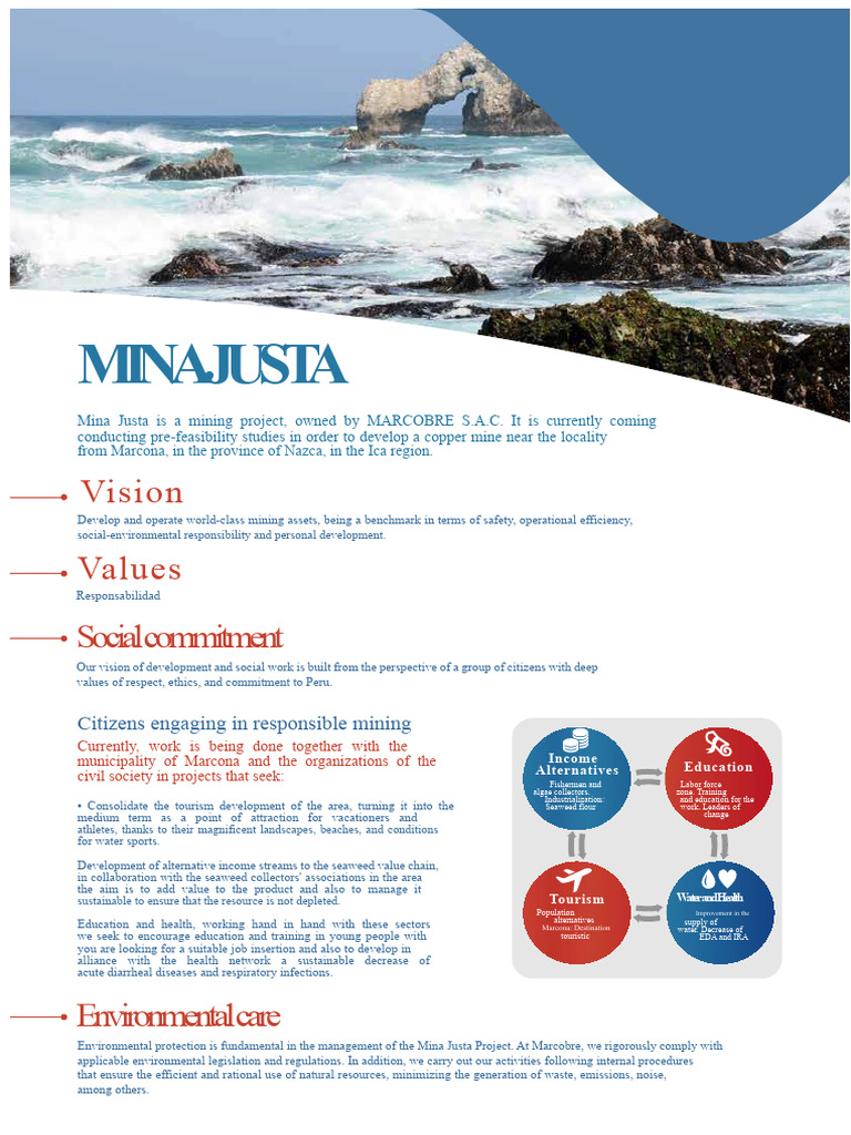 Mina Justa: Vision Values Social Commitment | PDF | Mining | Natural Environment