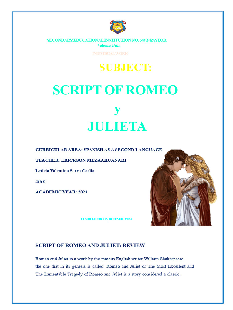 Romeo and Juliet Script Overview | PDF | Characters In Romeo And Juliet ...