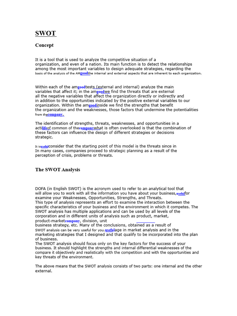 Comprehensive SWOT Analysis Guide | PDF | Swot Analysis | Hospital