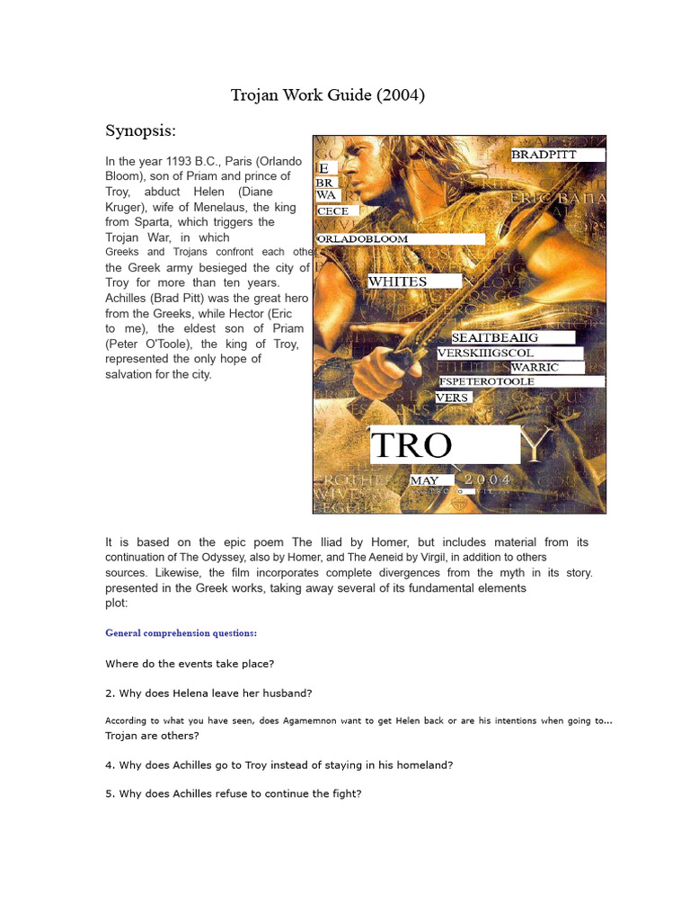Trojan War: Film Analysis Guide | PDF | Iliad | Achilles