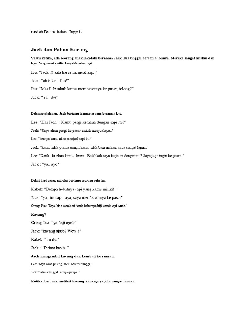Naskah Drama Bahasa Inggris | PDF