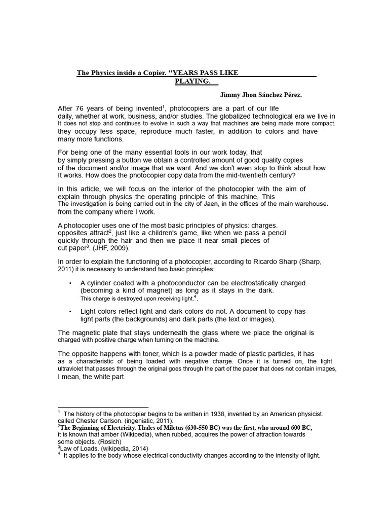 The Physics Inside A Photocopier. | PDF | Photocopier