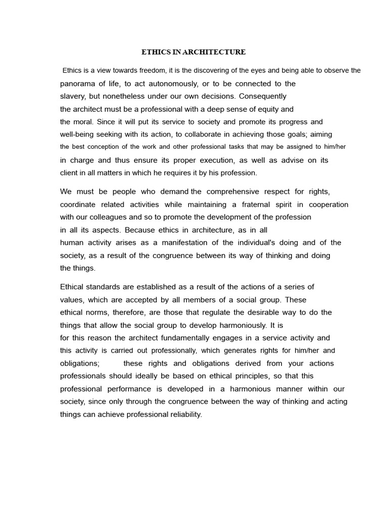 Ethical Principles in Architecture | PDF | Well Being | Rights