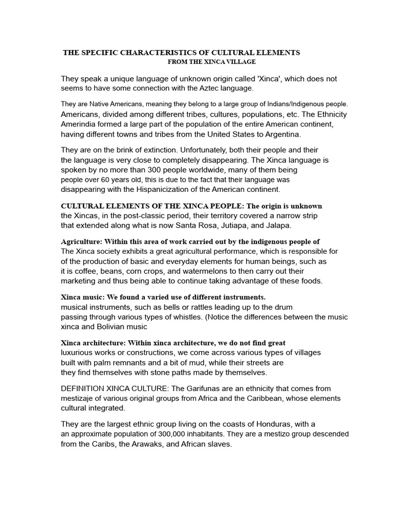 The Specific Characteristics of The Cultural Elements of The Xinca ...