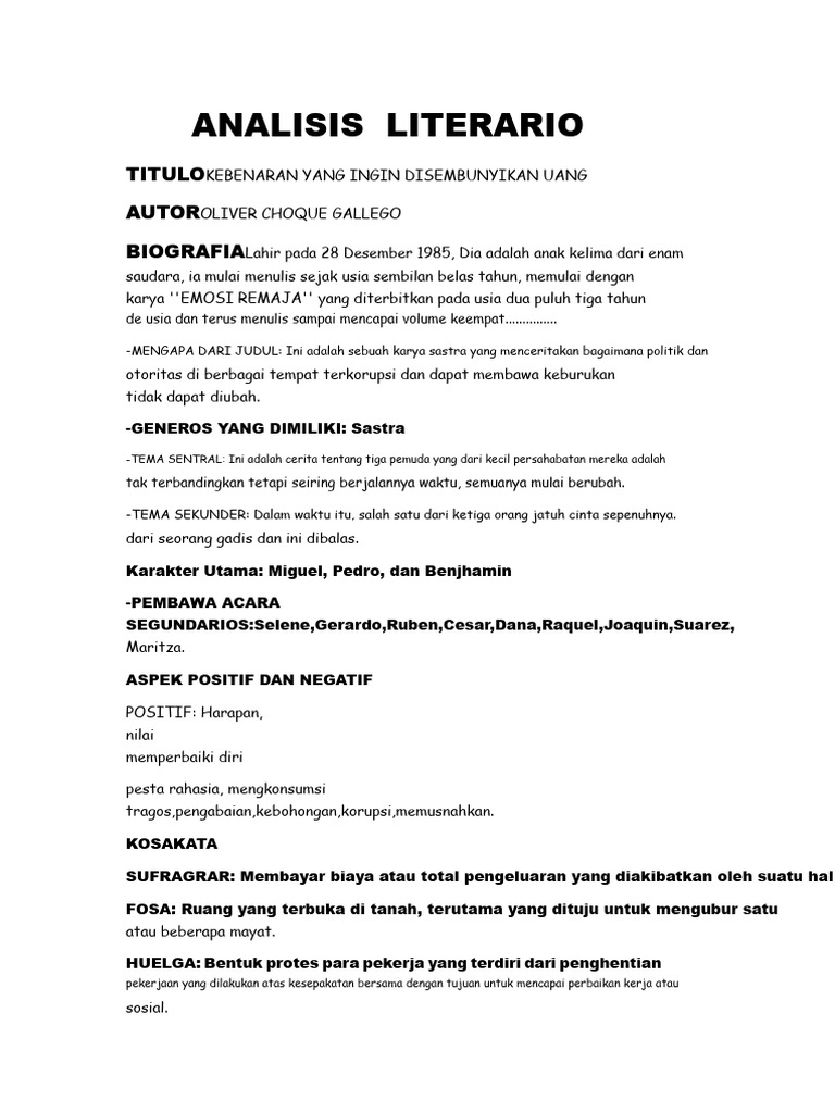 Analisis Sastra: Kebenaran Tersembunyi Uang | PDF