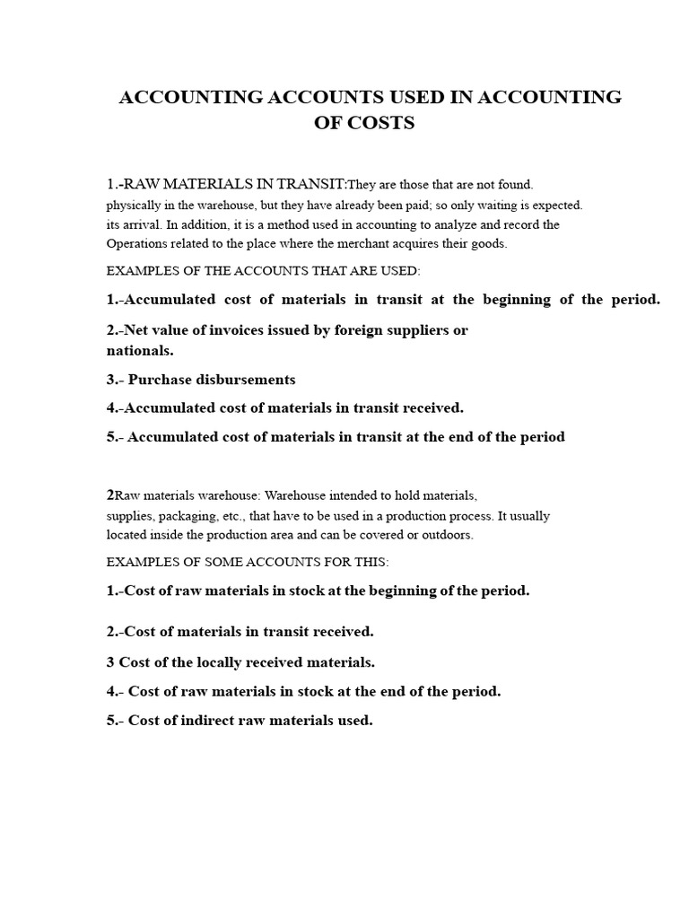 Key Accounting Accounts for Costs | PDF | Cost Of Goods Sold | Business ...