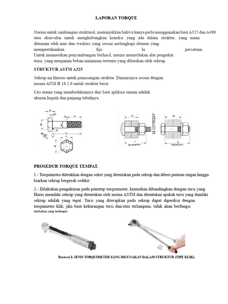 Prosedur Torque untuk Baut A325 dan A490 | PDF