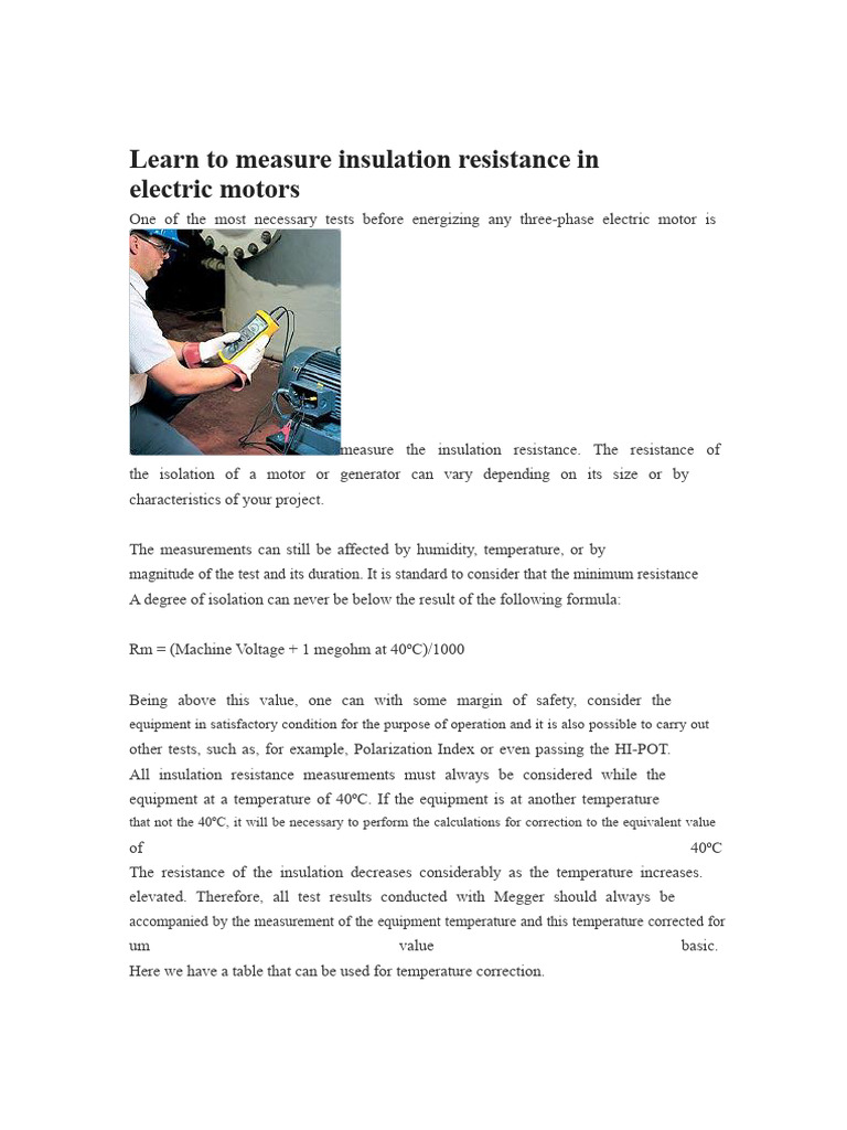 Learn To Measure Insulation Resistance in Electric Motors | PDF ...