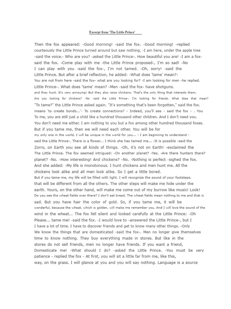 Excerpt From The Little Prince | PDF | The Little Prince
