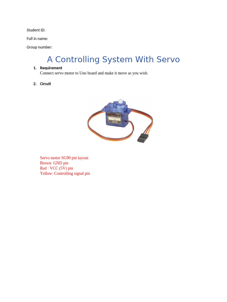 Lab2 A Controlling System With Servo (Done) | PDF