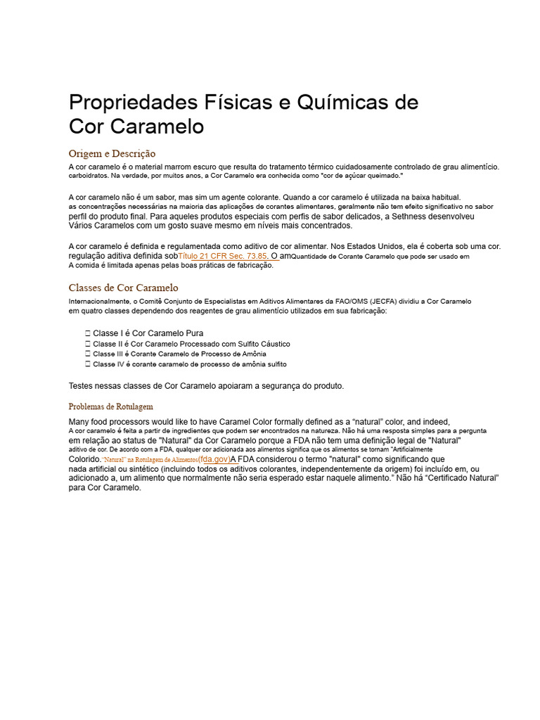 Propriedades e Classes da Cor Caramelo | PDF