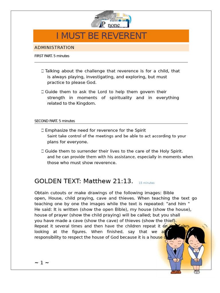 Lesson 1 - I Must Be Reverent | PDF | Prayer | Bible