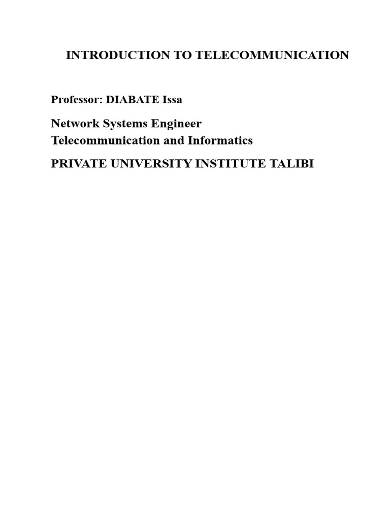 Introduction To Telecommunication | PDF | Duplex (Telecommunications ...