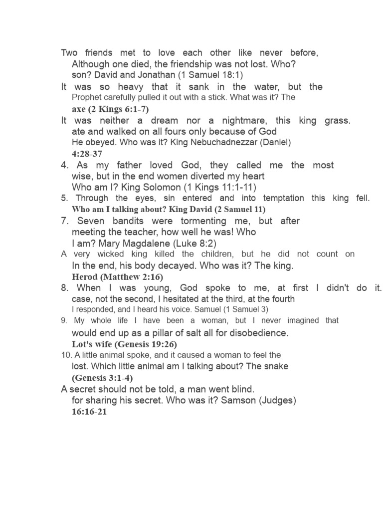 Riddles | PDF | Samuel | Bible Content