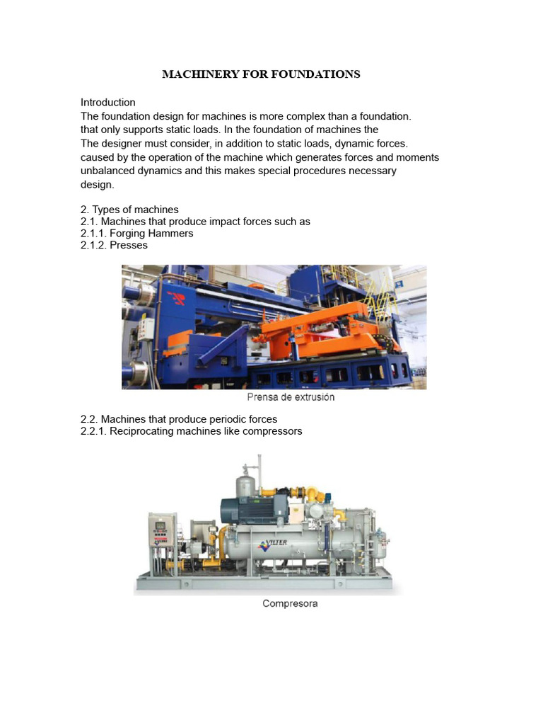 Machinery Foundation Design Guide | PDF | Foundation (Engineering ...