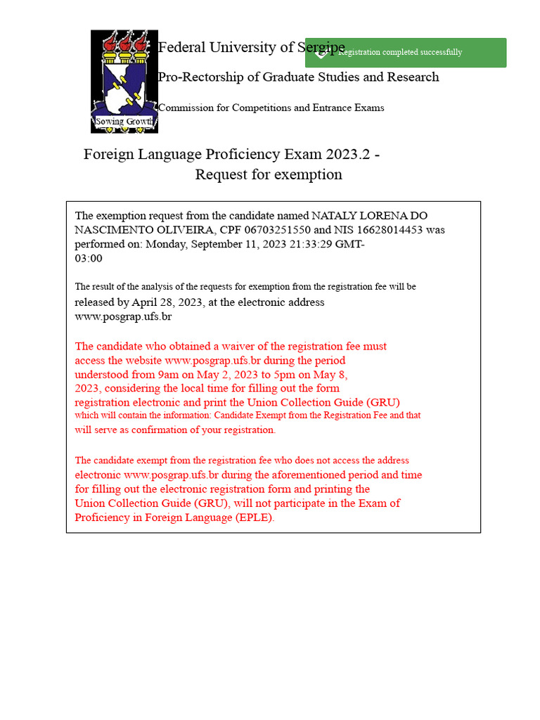 Proficiency Exam in Foreign Language | PDF