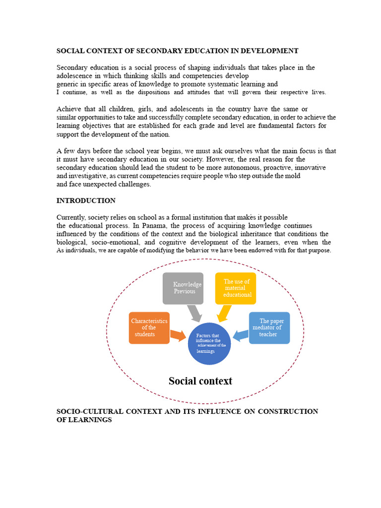 Social Context of Secondary Education in Development | PDF ...