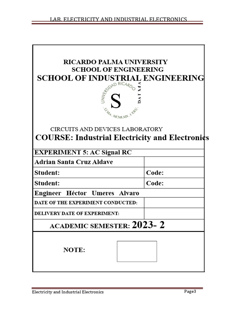 Electricity Laboratory 5 | PDF | Capacitor | Analog To Digital Converter