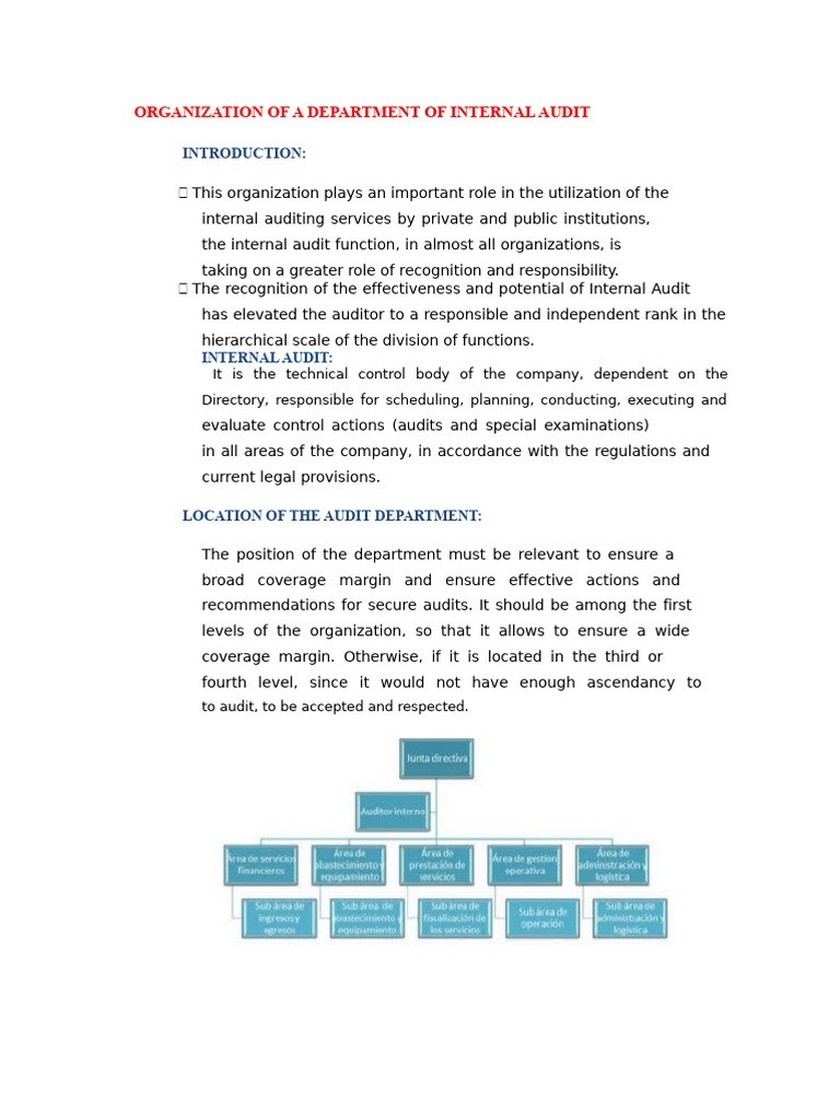 Internal Audit Department Structure | PDF | Internal Audit | Audit