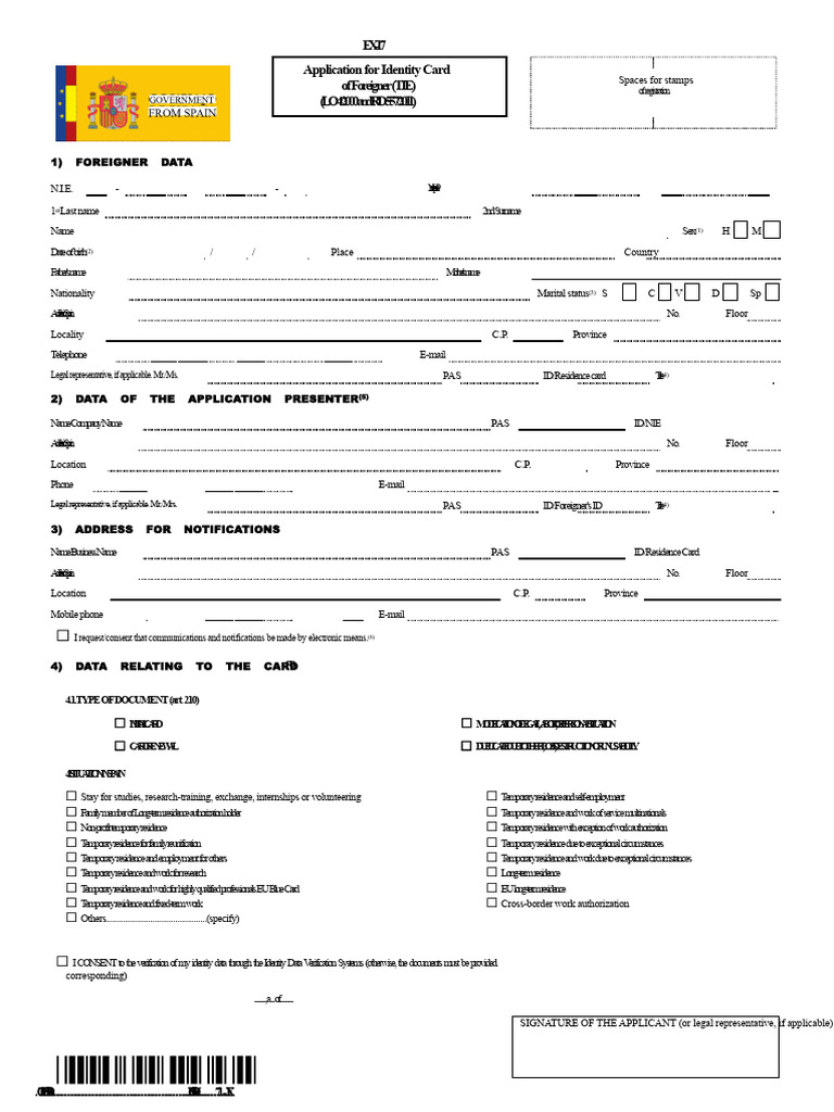 Foreigner Identity Card Application Form | PDF | Identity Document ...