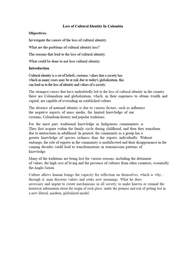 Loss of Cultural Identity | PDF