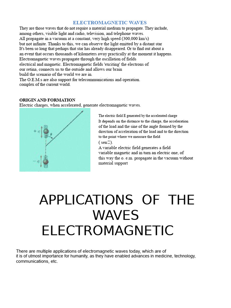 Applications of Electromagnetic Waves | PDF | Electromagnetic Radiation ...