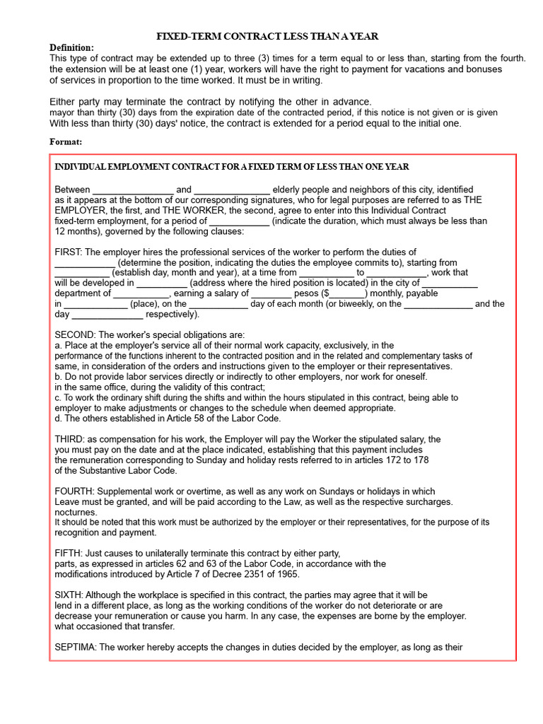 Fixed-Term Contract Definition and Format | PDF | Employment | Salary