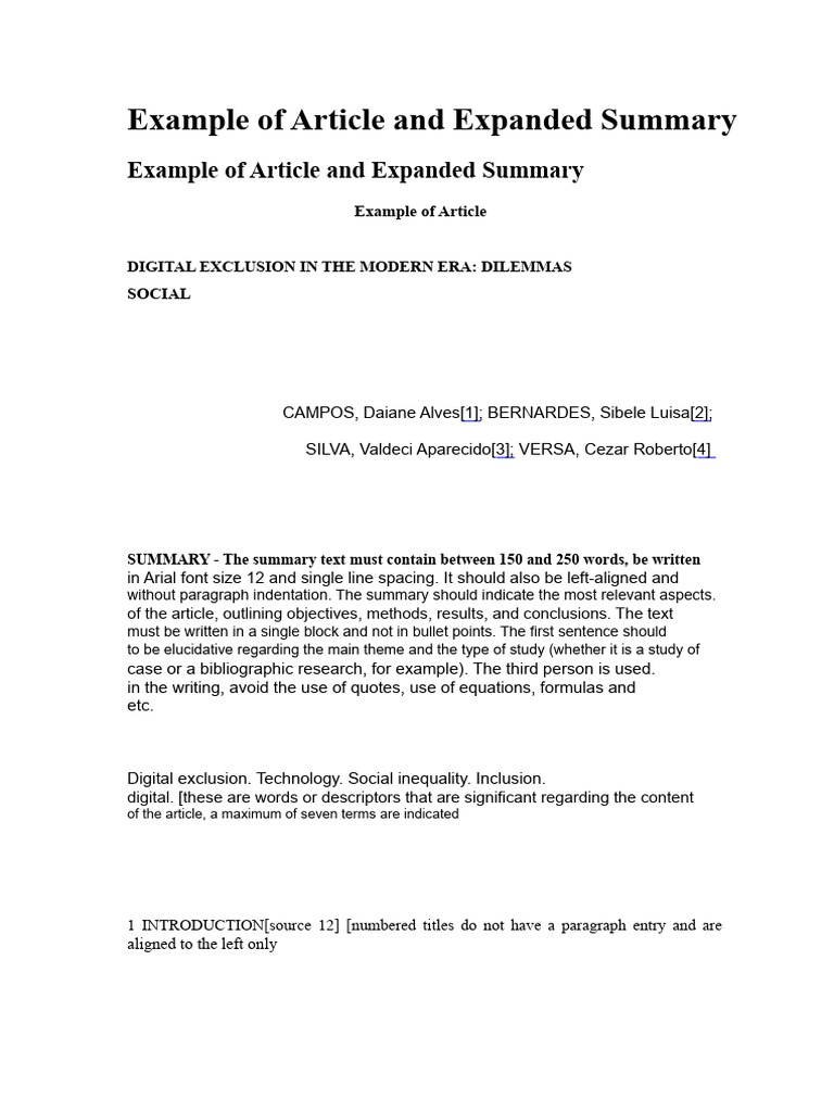 Example of Article and Expanded Abstract | PDF | Abstract (Summary ...