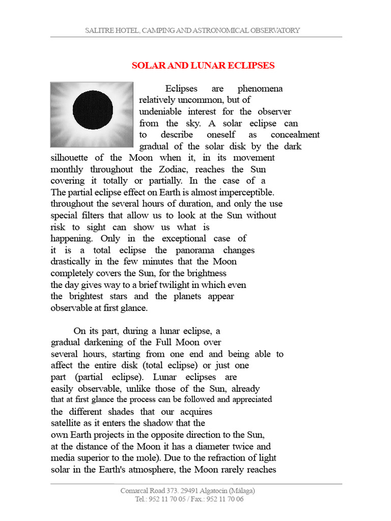 Solar and Lunar Eclipses | PDF | Eclipse | Solar Eclipse