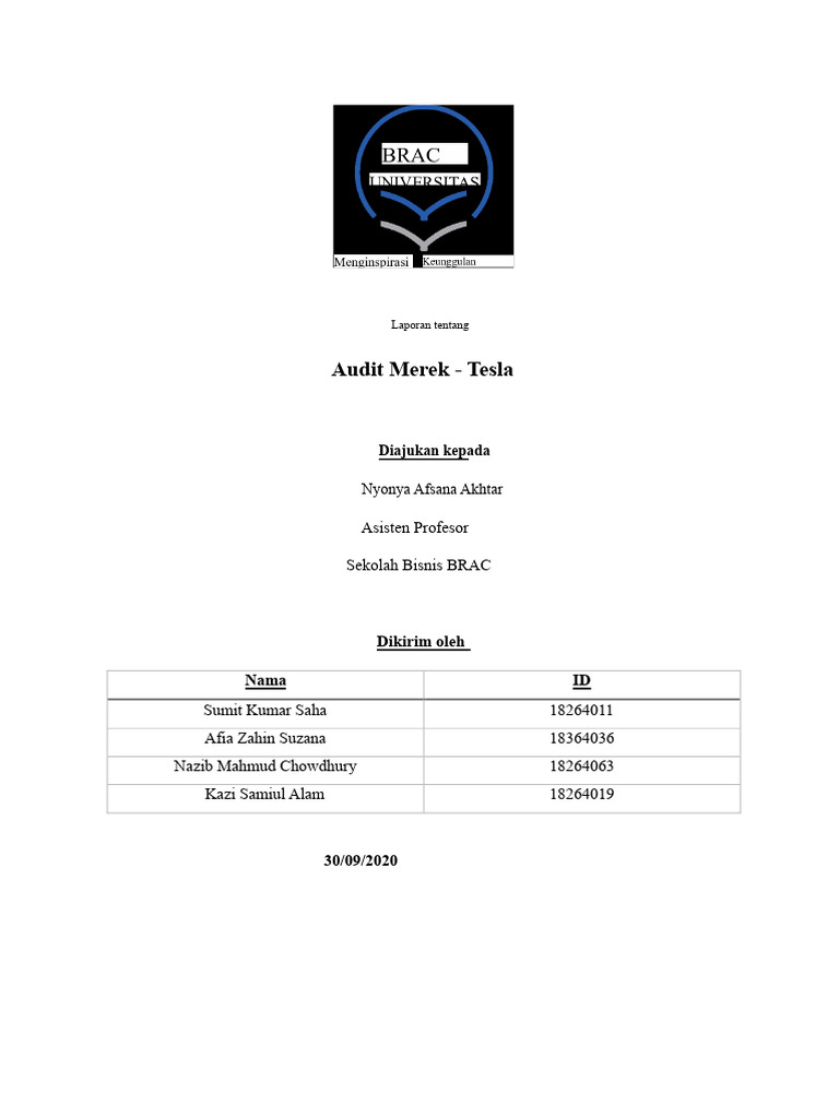 MKT601 Audit Merek Tesla | PDF
