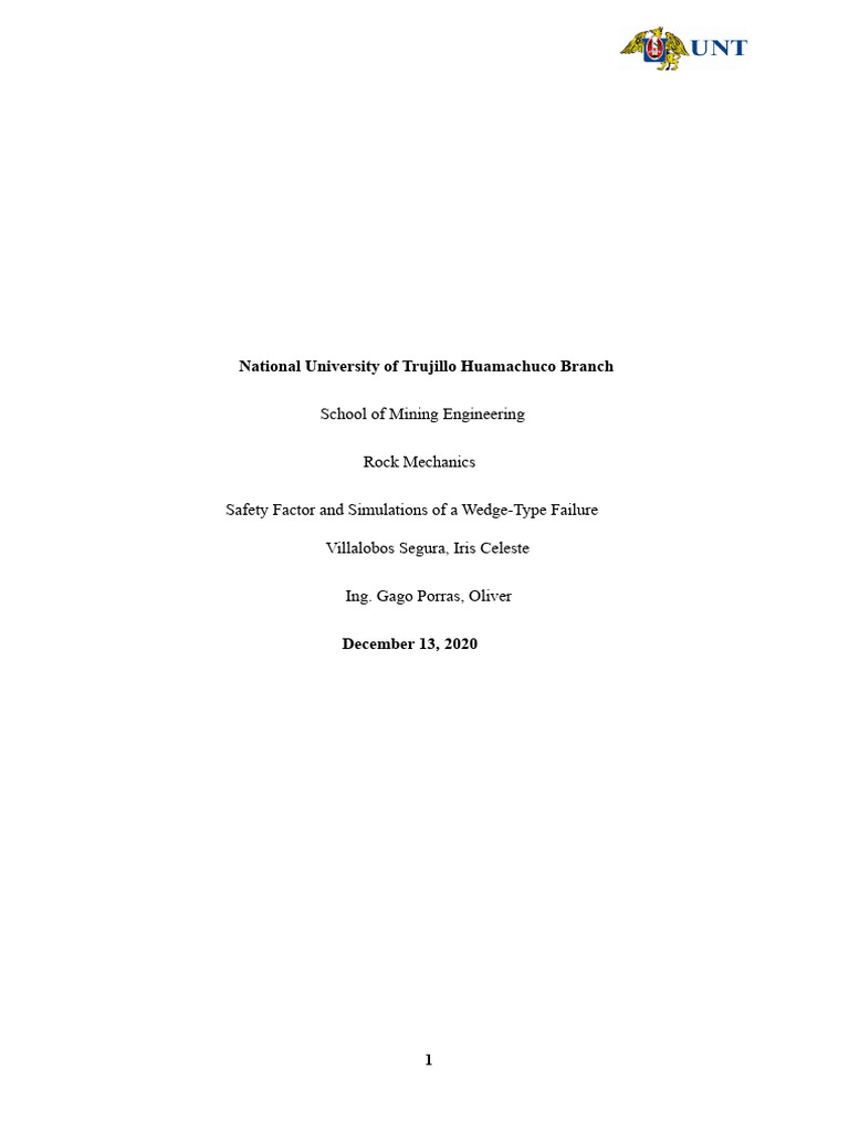 Safety Factor and Simulations of A Wedge-Type Failure | PDF | Force ...