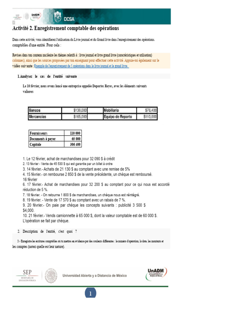 Enregistrement comptable des opérations | PDF
