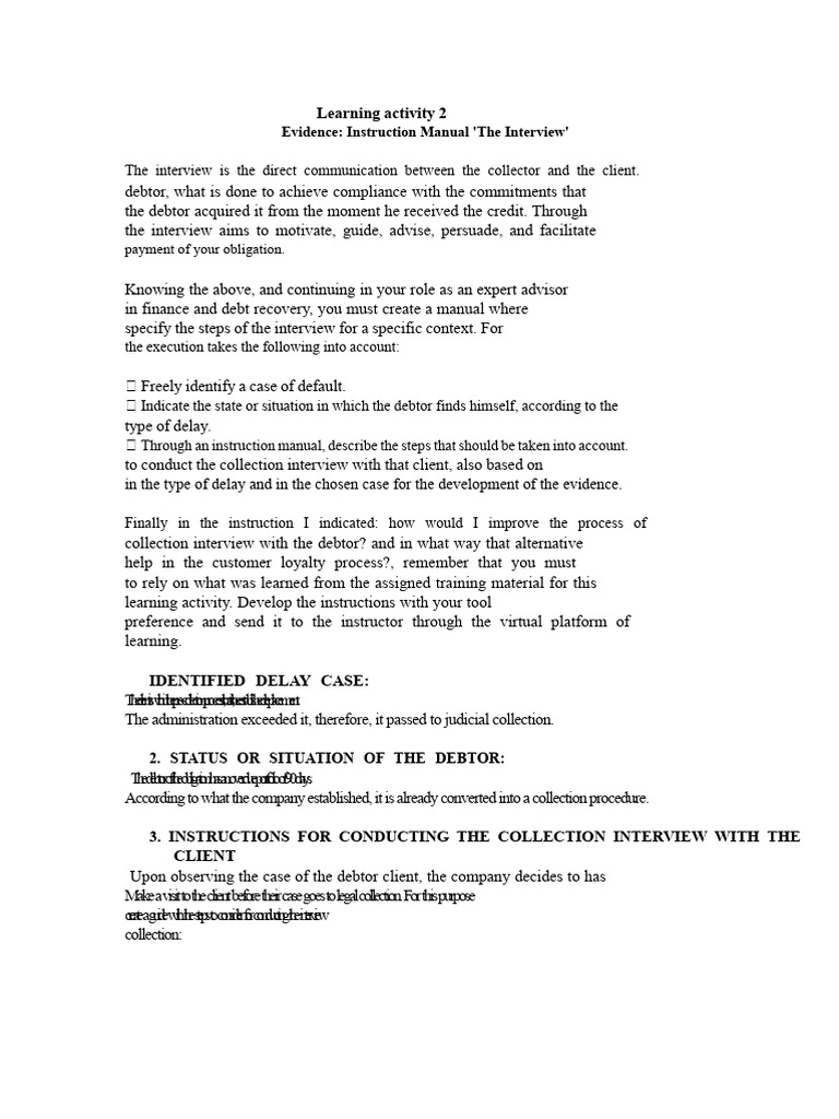 Instruction Evidence The Interview | PDF