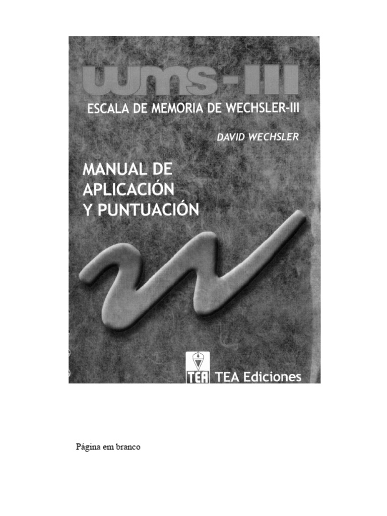 Manual de Aplicação de Testes WMS-III | PDF | Memória | Aprendizado