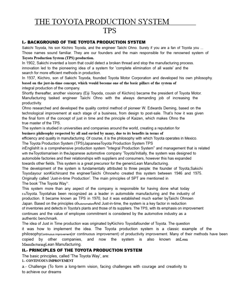 Reading Case Toyota Production System | PDF | Lean Manufacturing ...