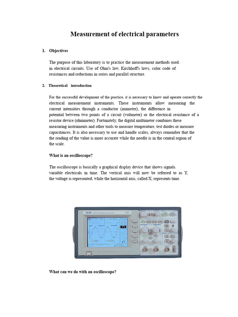 Measurement of Electrical Parameters | PDF | Voltage | Resistor
