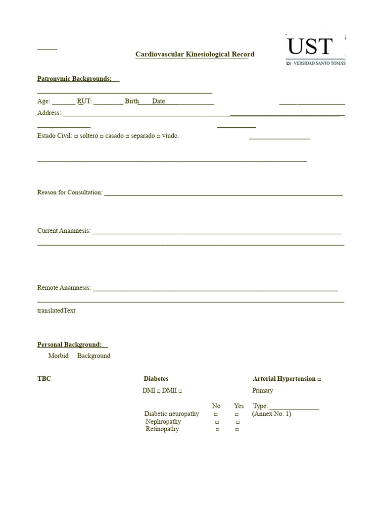 Cardiovascular Admission Form | PDF | Cholesterol | Diseases And Disorders