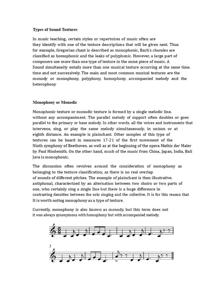 Types of Sound Textures - 2019 | PDF | Musical Compositions | Elements ...
