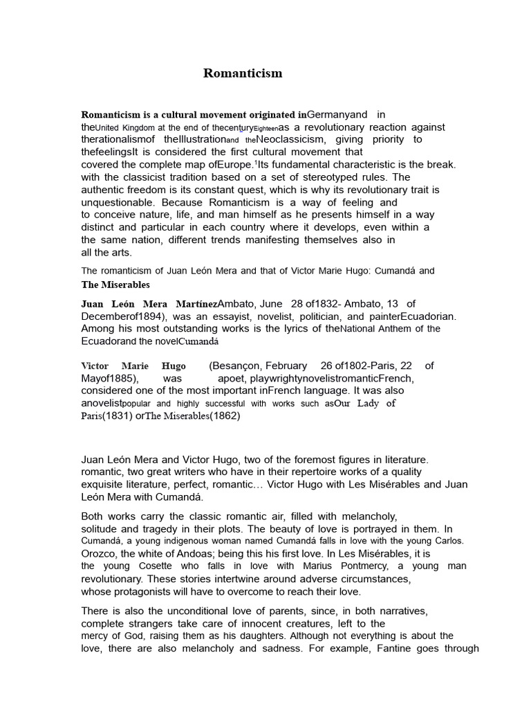 Essay On Romanticism | PDF | Romanticism | Victor Hugo