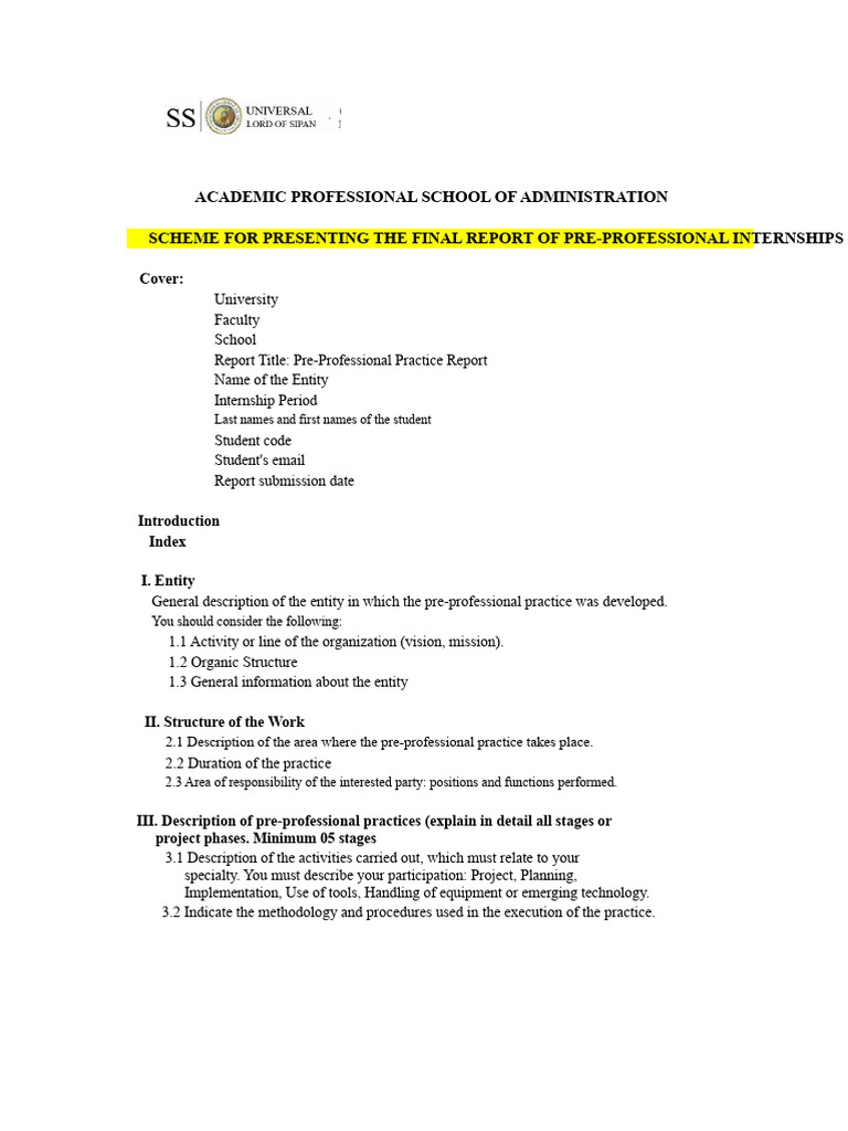 Format - Final Report Outline | PDF