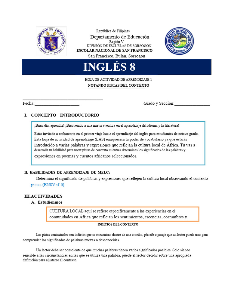 LAS1 Notando Pistas de Contexto | PDF | Gramática | Literatura africana
