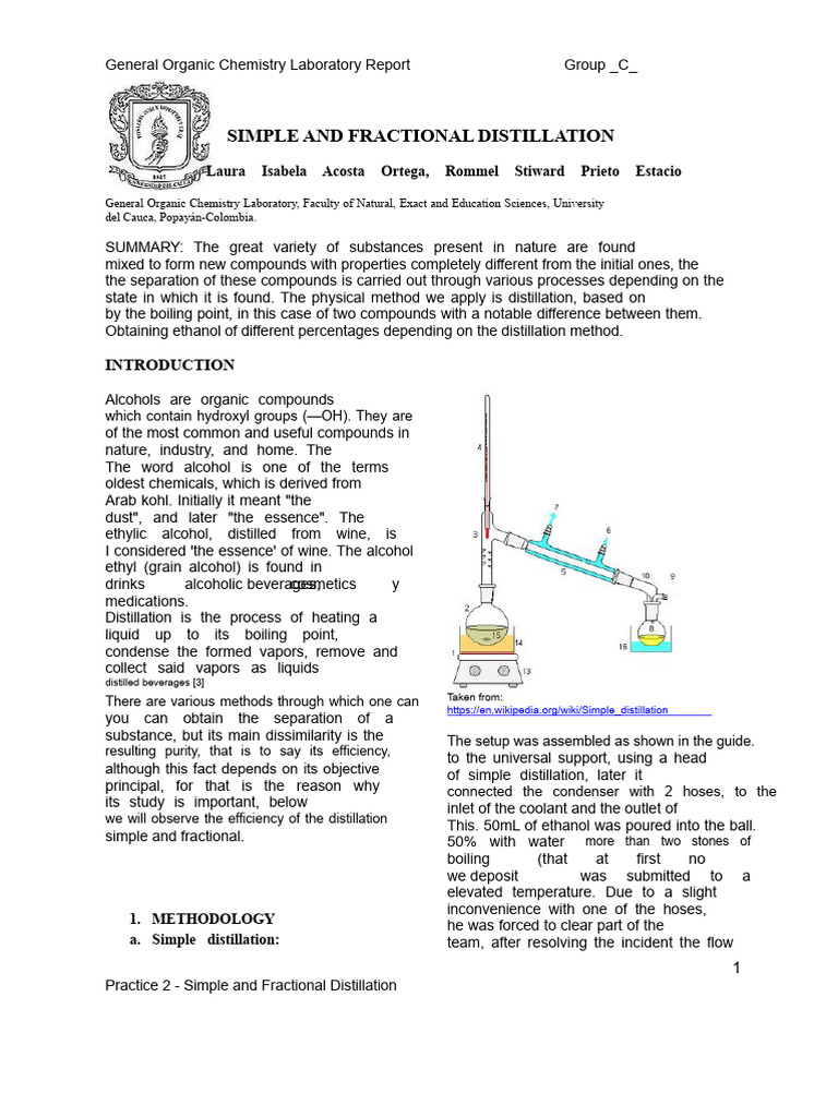 Simple vs. Fractional Distillation Analysis | PDF | Distillation | Ethanol