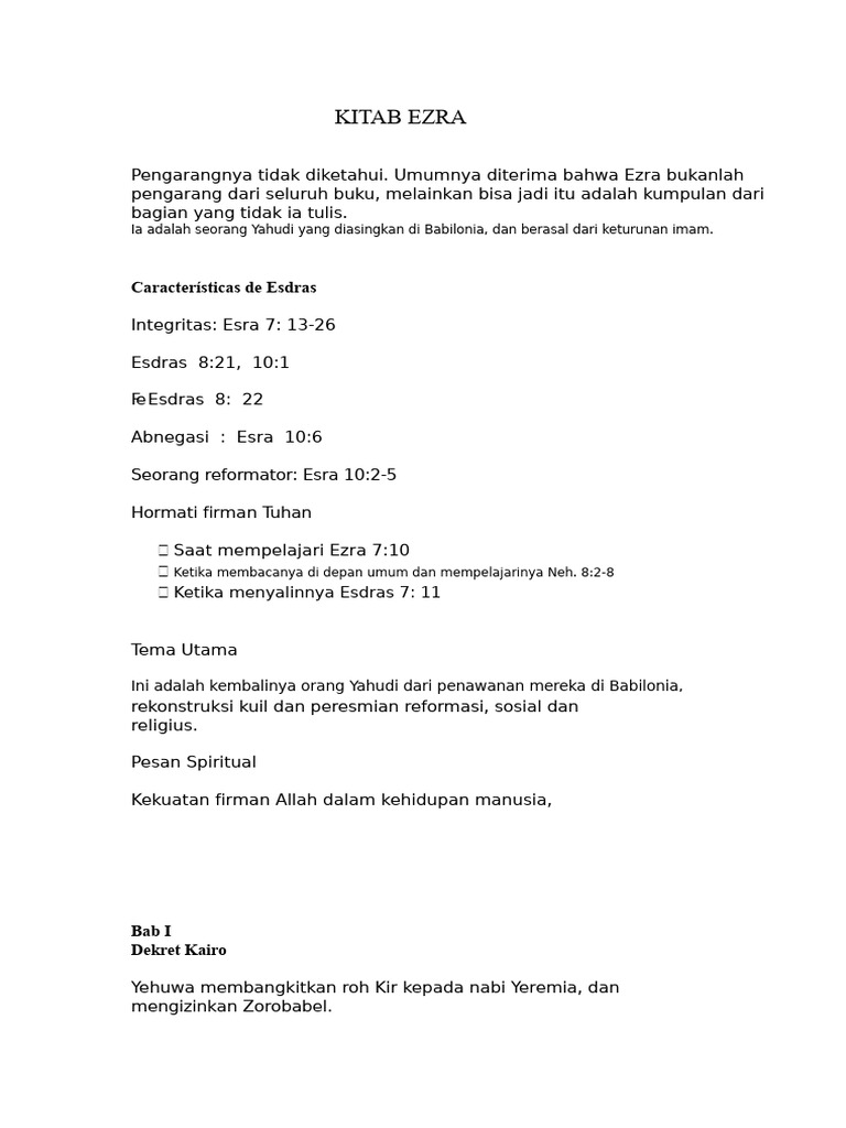 Analisis Kitab Ezra: Reformasi dan Penyembahan | PDF