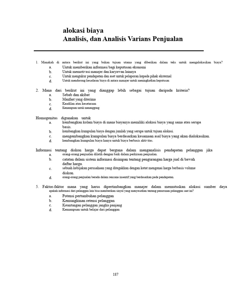 Analisis Varians Penjualan dan Biaya | PDF