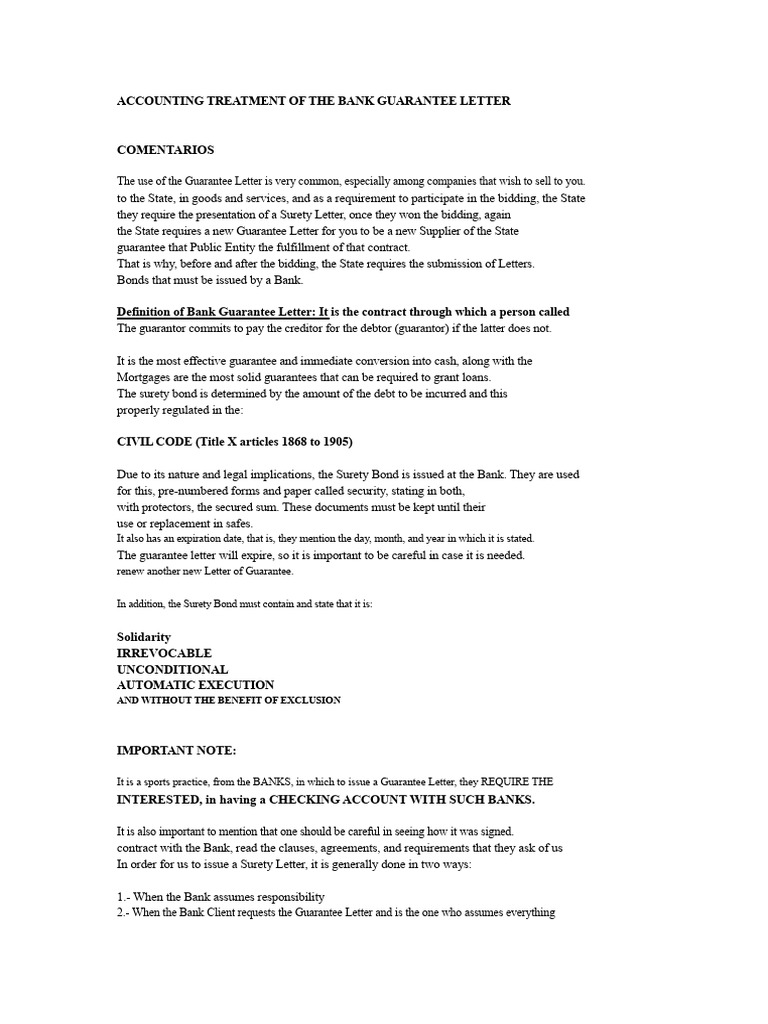 Accounting Example Surety Letter | PDF | Guarantee | Surety